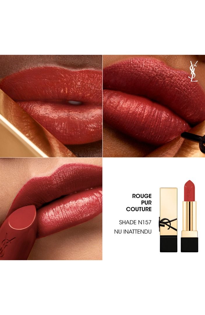 [ORIGINAL] YSL ROUGE PUR COUTURE CARING SATIN LIPSTICK (N157 NU INATTENDU), Beauty & Personal ...