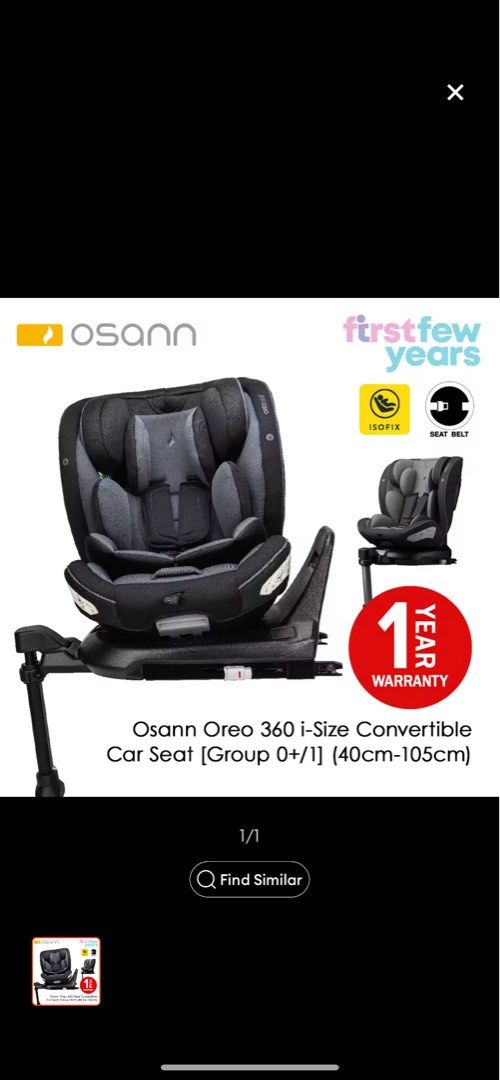 Osann Oreo 360 i-Size Convertible Car Seat (40cm to 105cm) - Universe ...