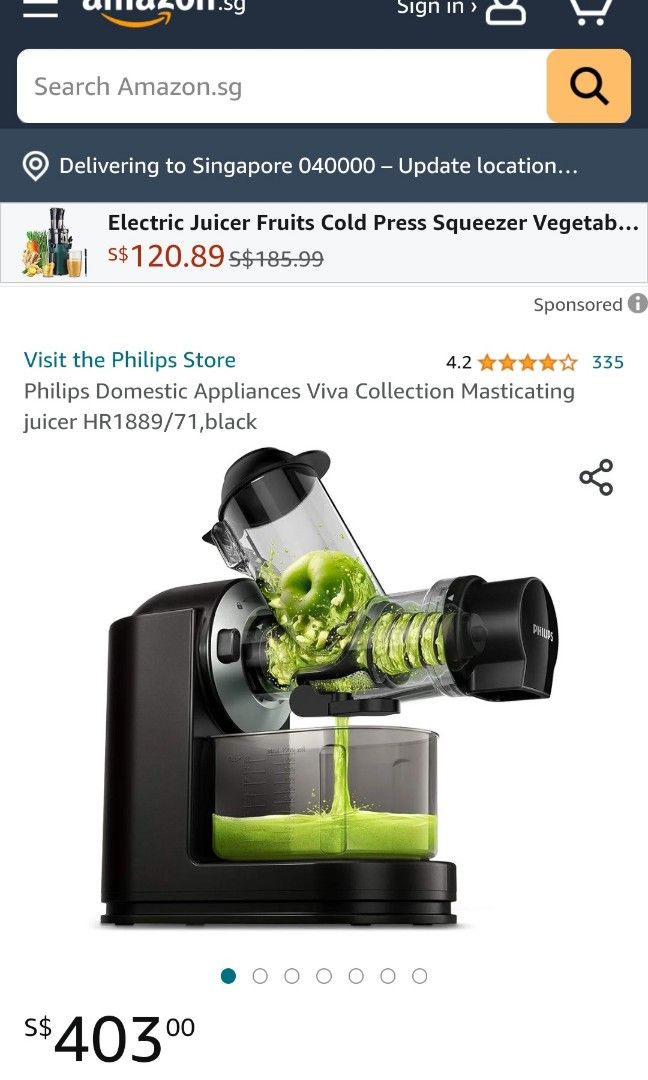 Philips Masticating Slow Juicer Viva Collection HR1889, TV & Home ...