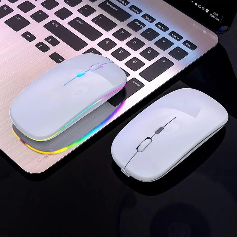 Rechargeable wireless mouse dual mode slim portable mouse with LED ...