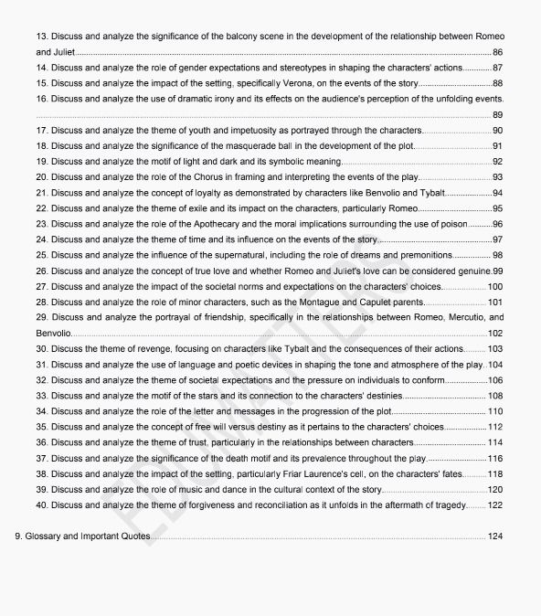 Romeo and Juliet by William Shakespeare Literature Study Guide Notes ...