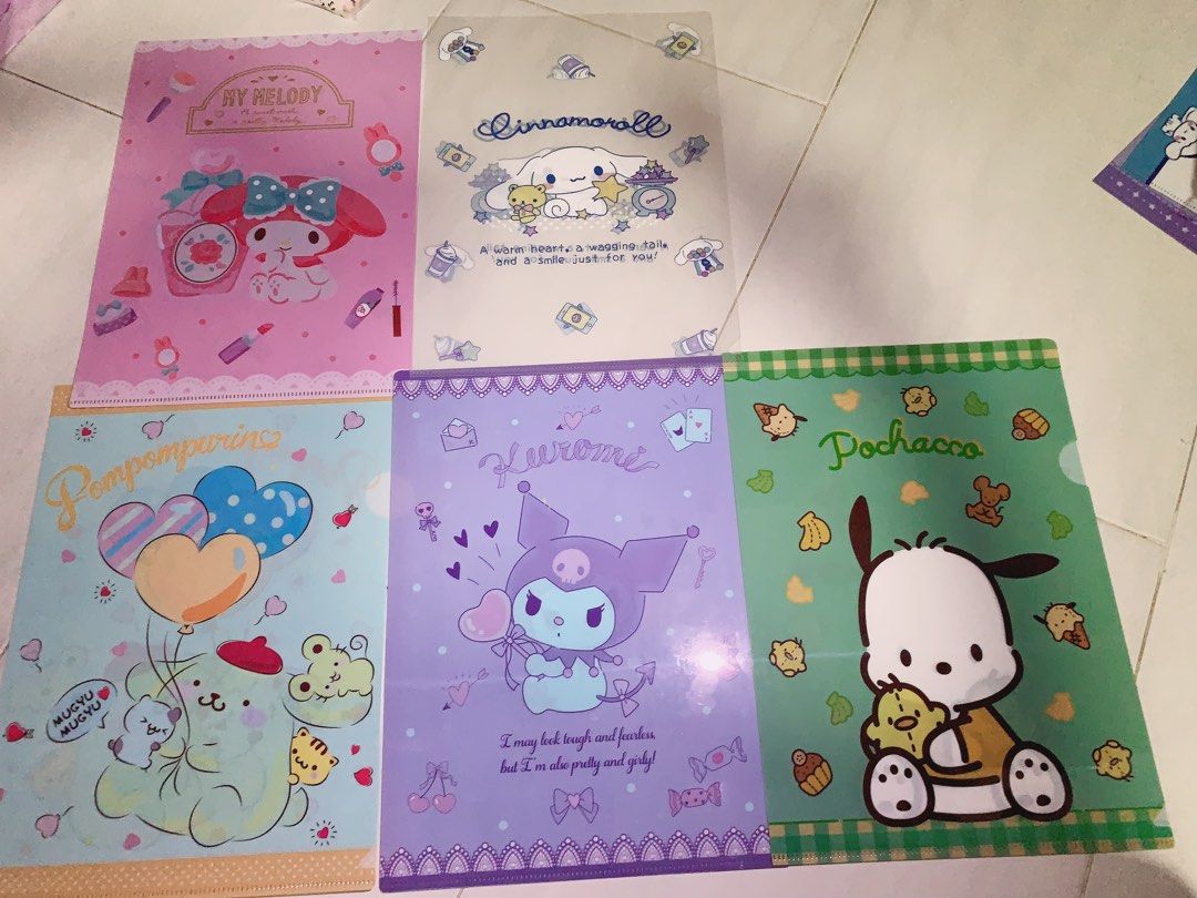 Sanrio character a4 file wet tissue ouch penknife pencil set pen easers ...