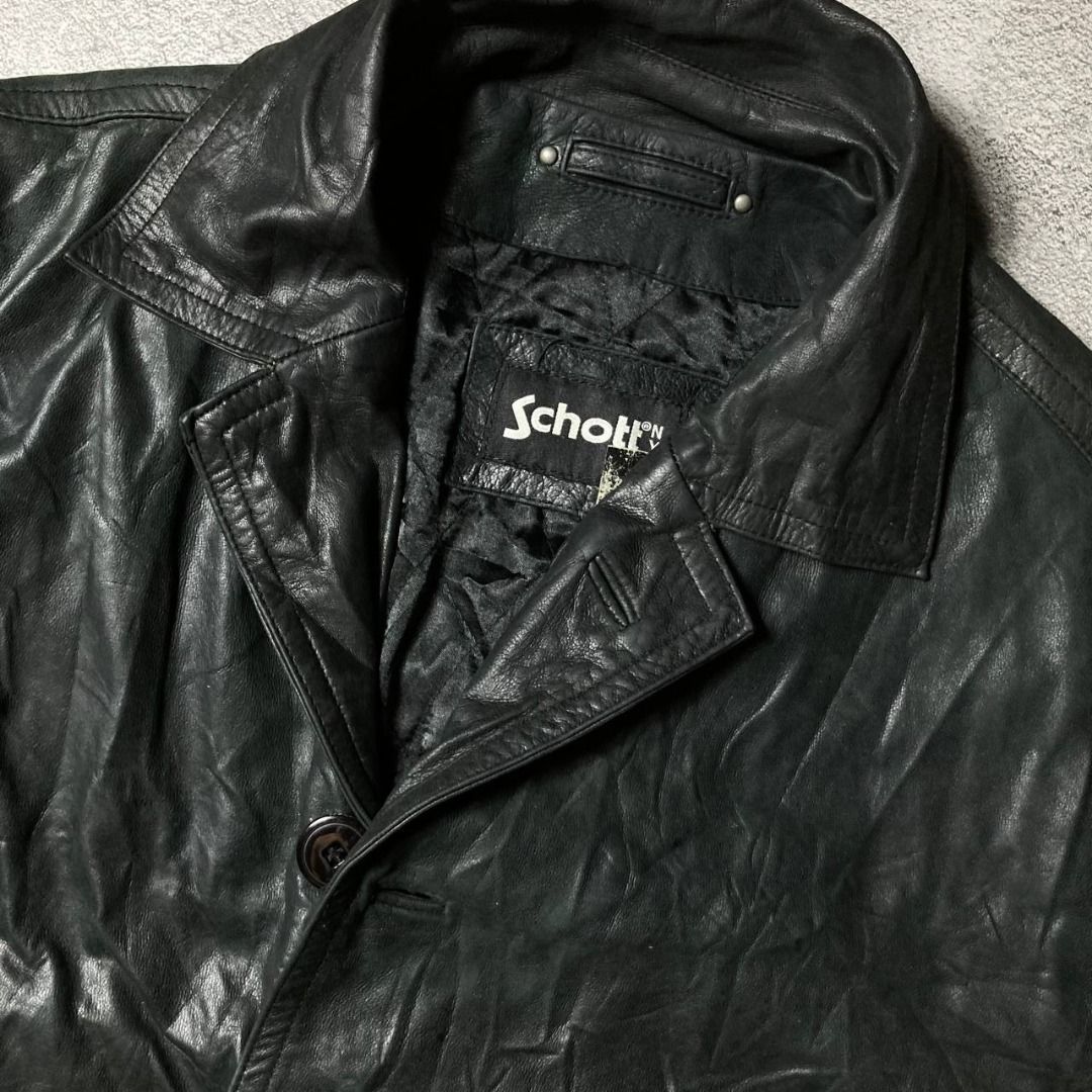 Schott NYC Leather Chore Jacket, Men's Fashion, Coats, Jackets and ...