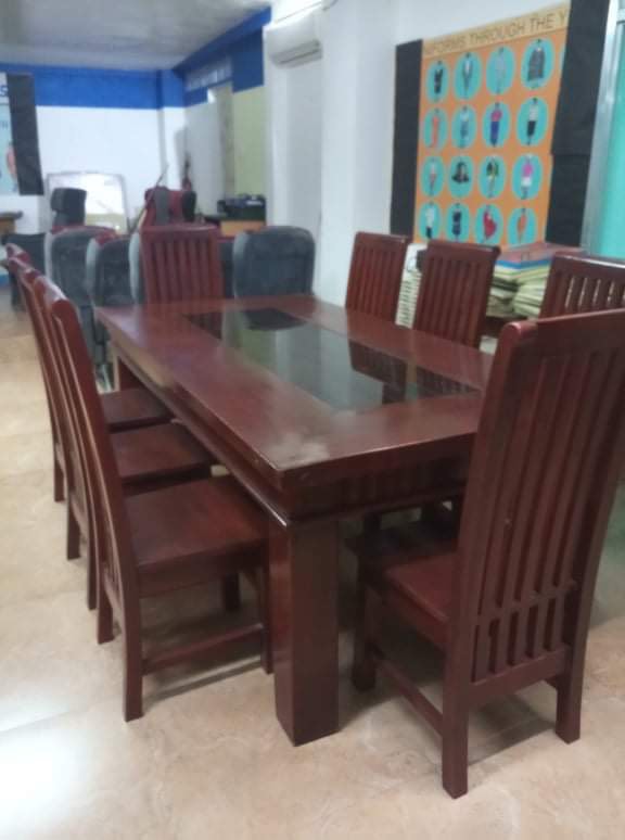 Solid Narra Table & Chairs (8 seaters) with Center Glass, Furniture ...