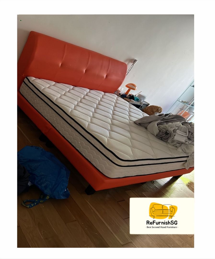 Standard Orange Queen Size Bed, Furniture & Home Living, Furniture, Bed ...