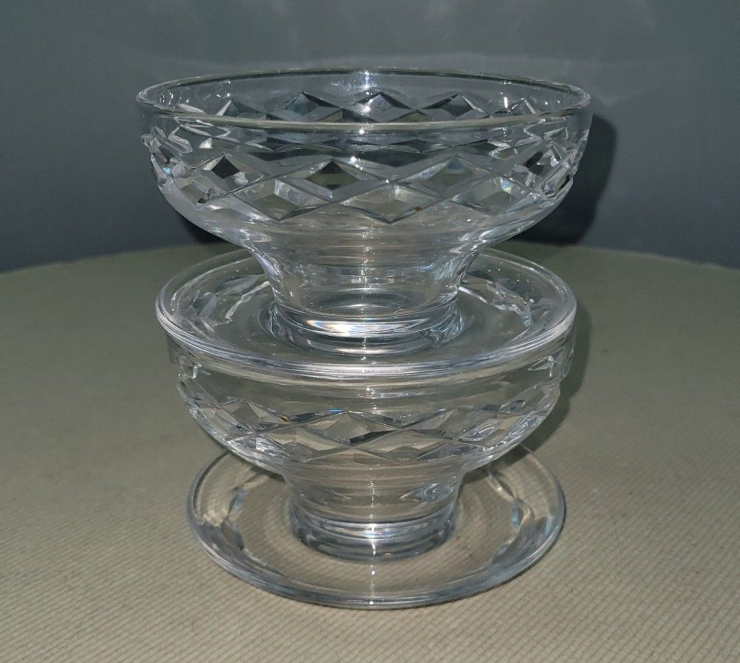 Stuart Crystal cut footed dessert bowl England 2, Furniture & Home ...
