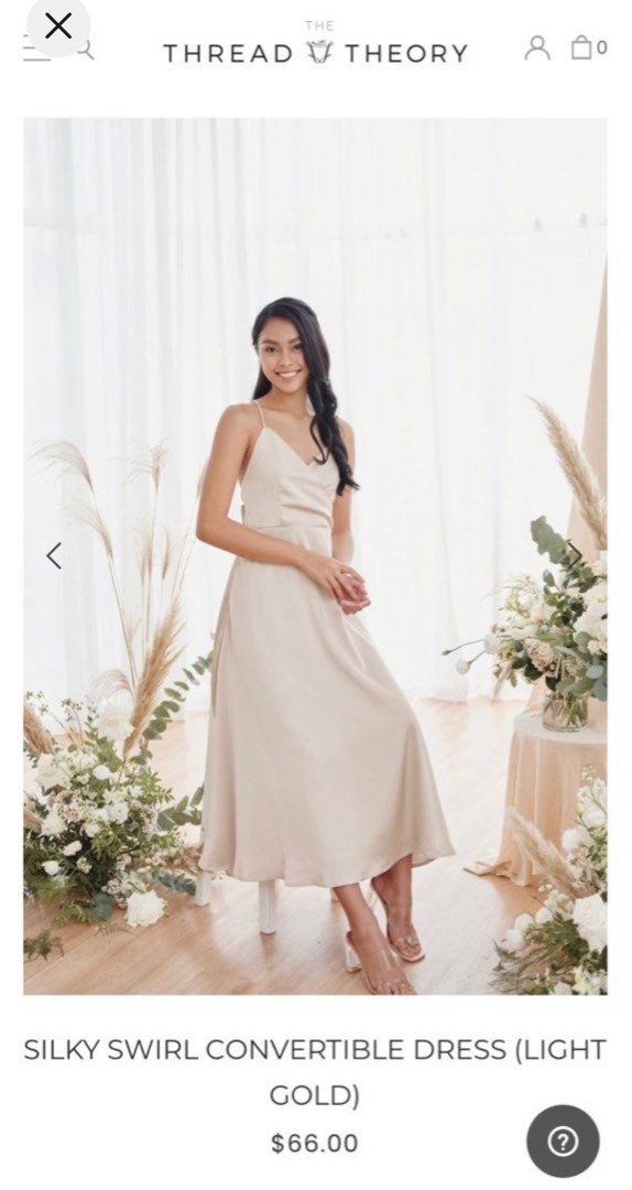 The Thread theory Silky Swirl Convertible Dress (Light Gold), Women's Fashion, Dresses & Sets ...