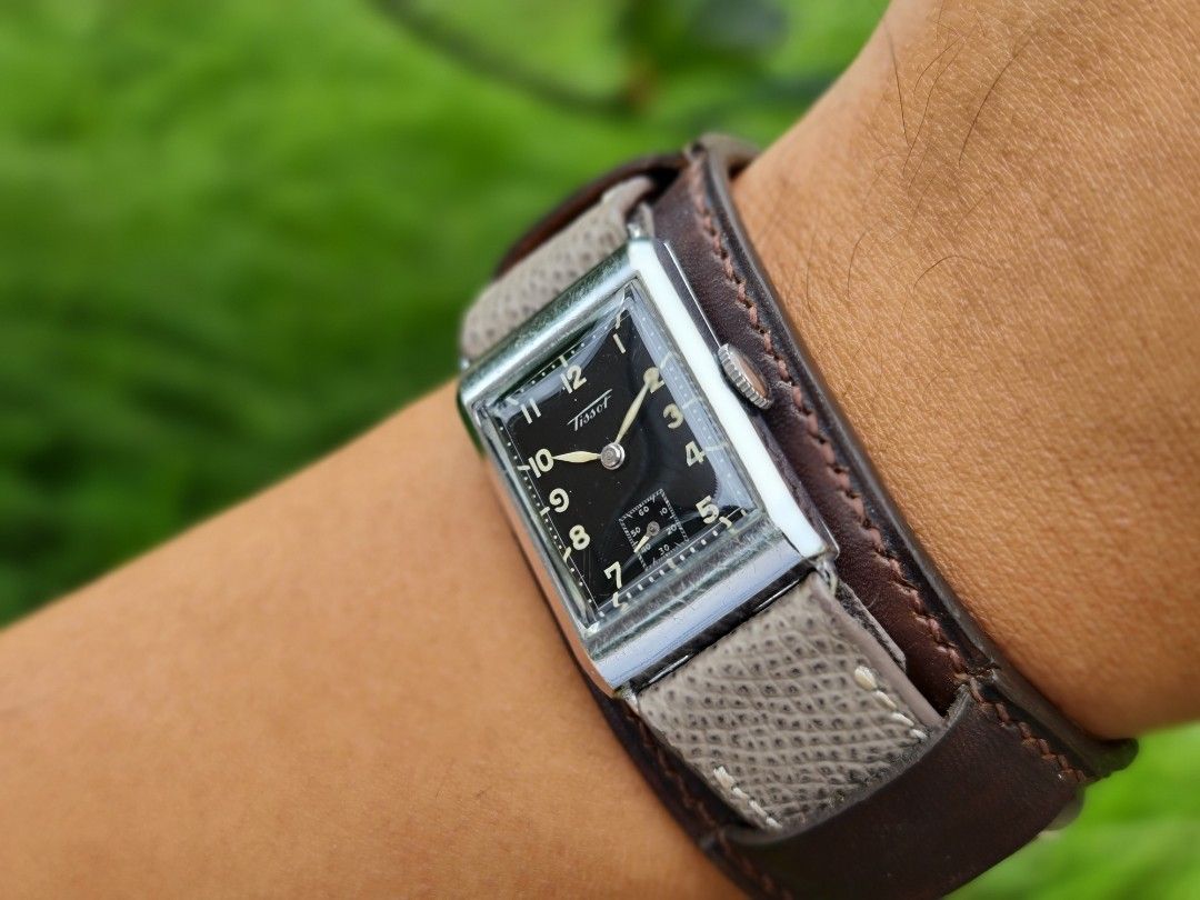 Tissot Tank manual wind CurveX curve x Black Matte military patina lume ...