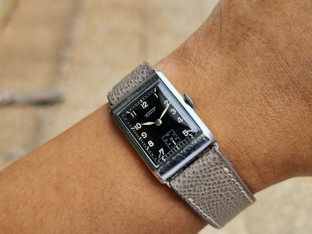 Tissot Tank manual wind CurveX curve x Black Matte military patina lume ...