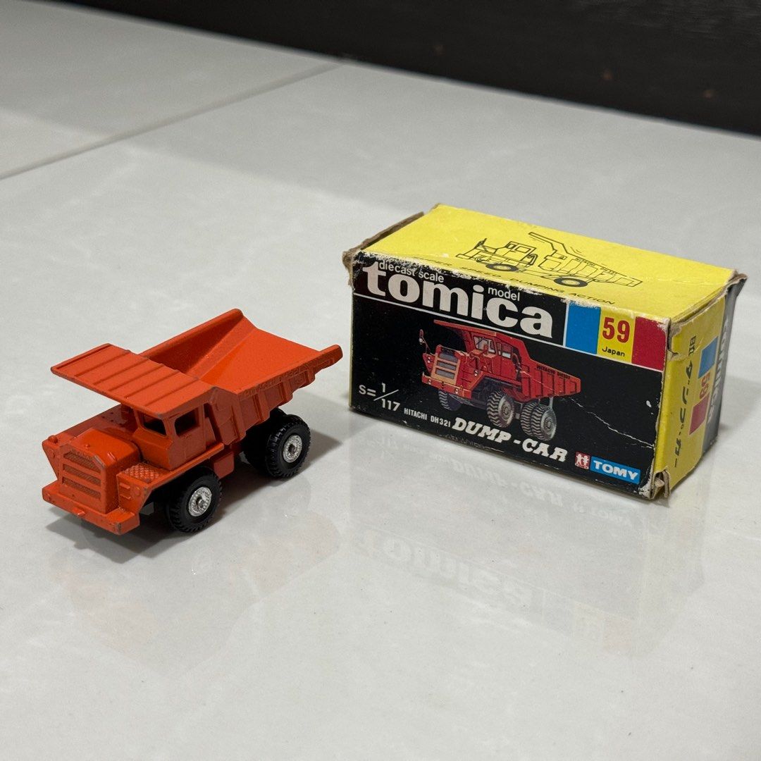 Tomica Made in Japan #59 Hitachi DH321 Dump Car, #92 Kubota Tractor ...