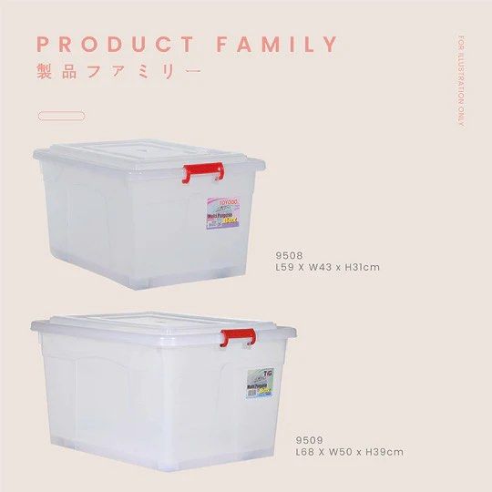 Toyogo Storage Box W/Wheels 54L, Furniture & Home Living, Home ...