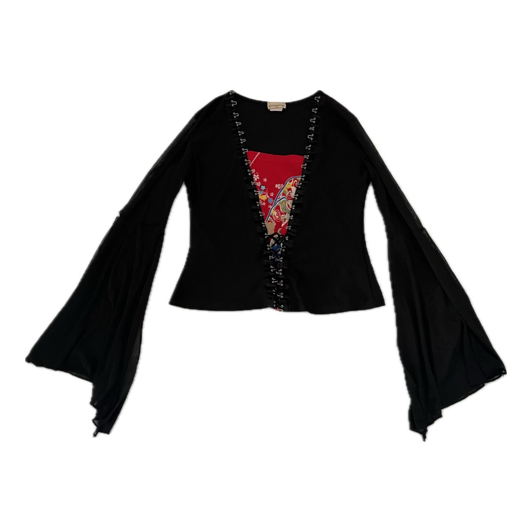 vintage batwing goth top, Women's Fashion, Tops, Blouses on Carousell