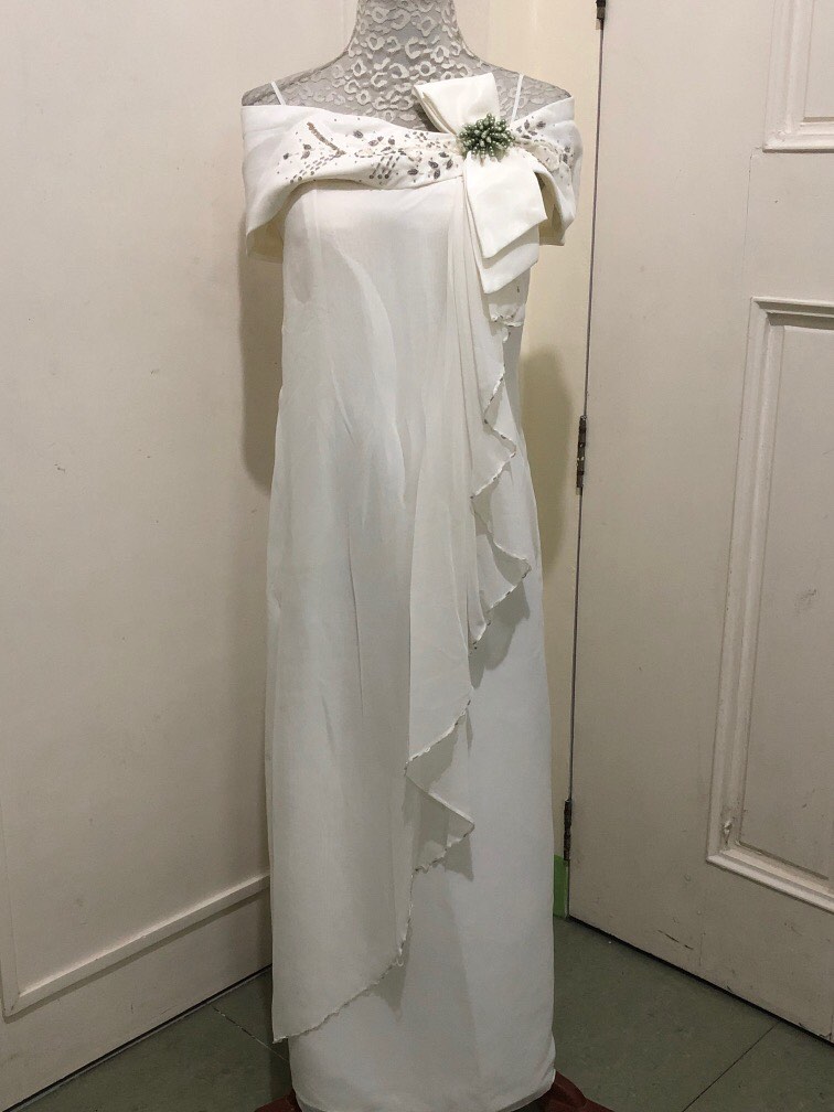 White sequence gown, Women's Fashion, Dresses & Sets, Evening dresses ...