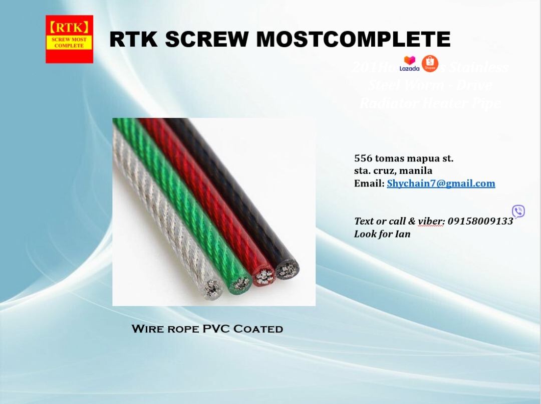 Wire rope PVC Coated 6x12 5, 6mm, Red, Black, Clear, Commercial ...