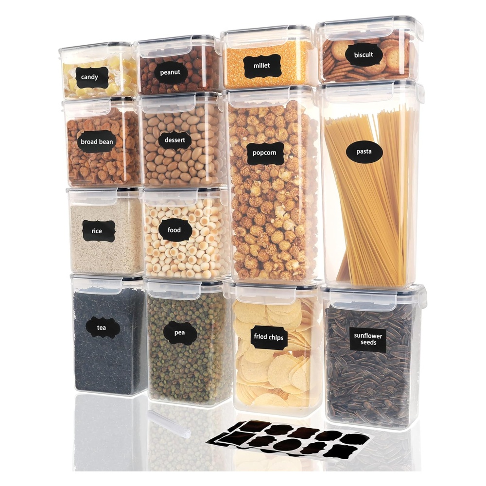 YZCZY 14-Piece Airtight Food Plastic Storage Container Set, Clear, BPA ...