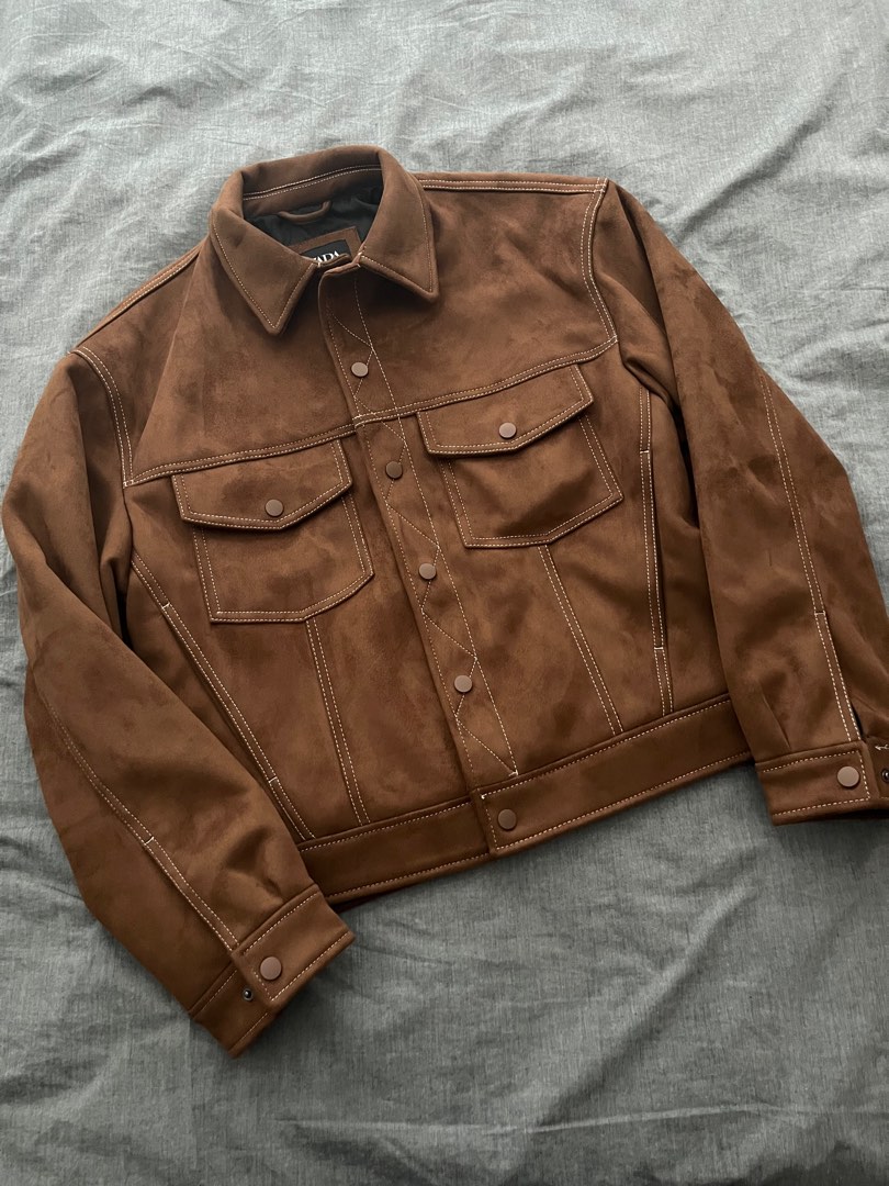 Zara Cropped Tan Jacket, Men's Fashion, Coats, Jackets and Outerwear on ...