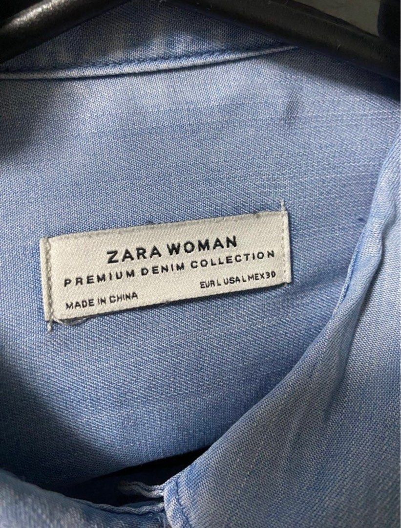 Zara premium gold thread embroidery shirt, Women's Fashion, Tops ...