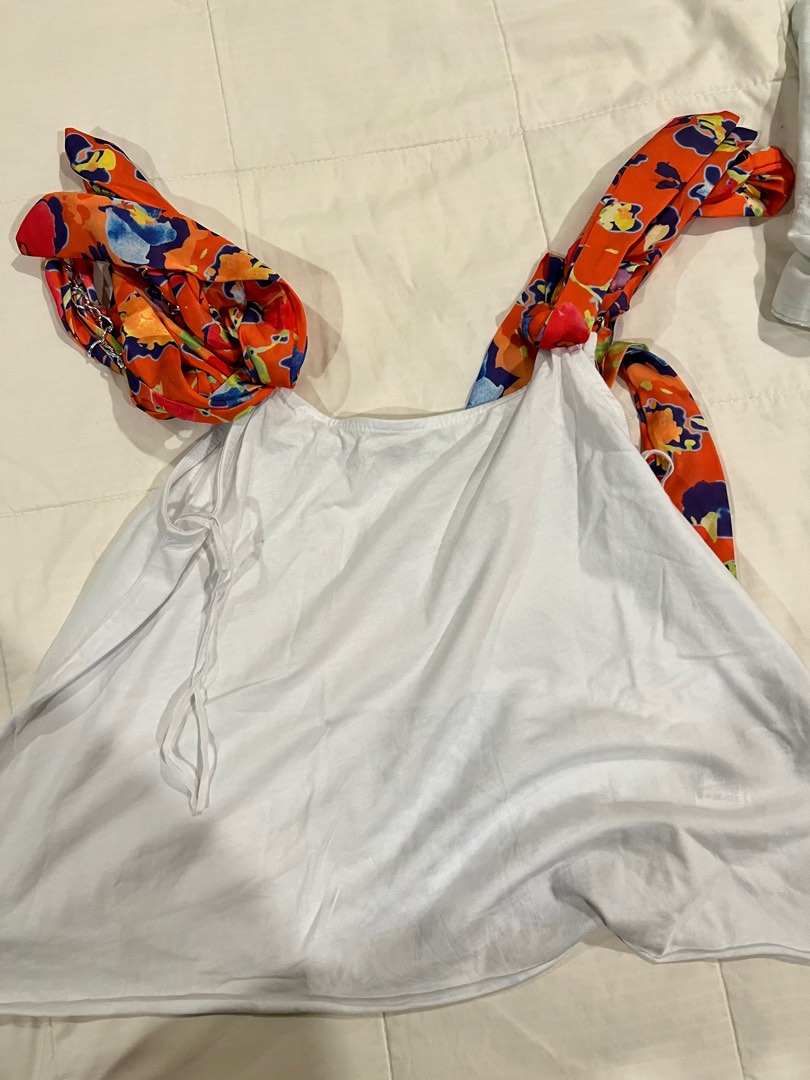Zara too with scarf, Women's Fashion, Tops, Blouses on Carousell