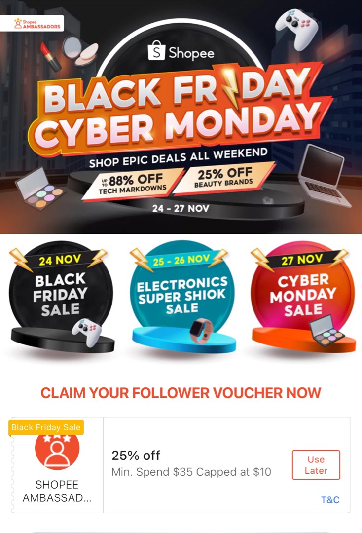 $10 / 25% off exclusive Shopee Voucher Free, Tickets & Vouchers ...
