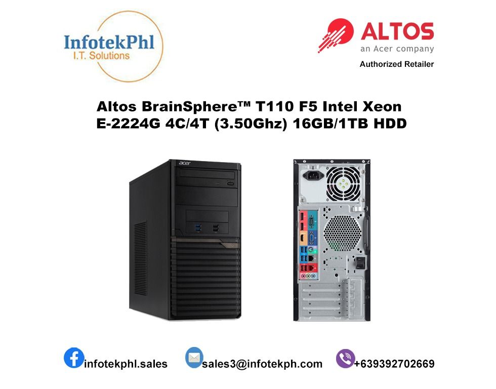 Altos BrainSphere™ T110 F5 Intel Xeon E-2224G 4C/4T (3.50Ghz) 16GB/1TB HDD, Computers & Tech ...