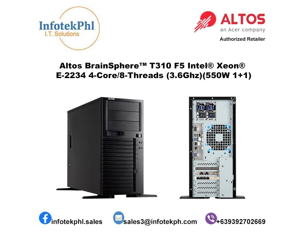 Altos BrainSphere™ T310 F5 (550W 1+1) Intel® Xeon® E-2234 4-Core/8-Threads (3.6Ghz), Computers ...