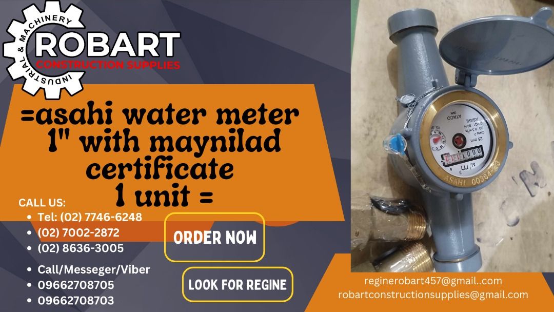=asahi water meter 1" with maynilad certificate 1 unit =, Commercial ...