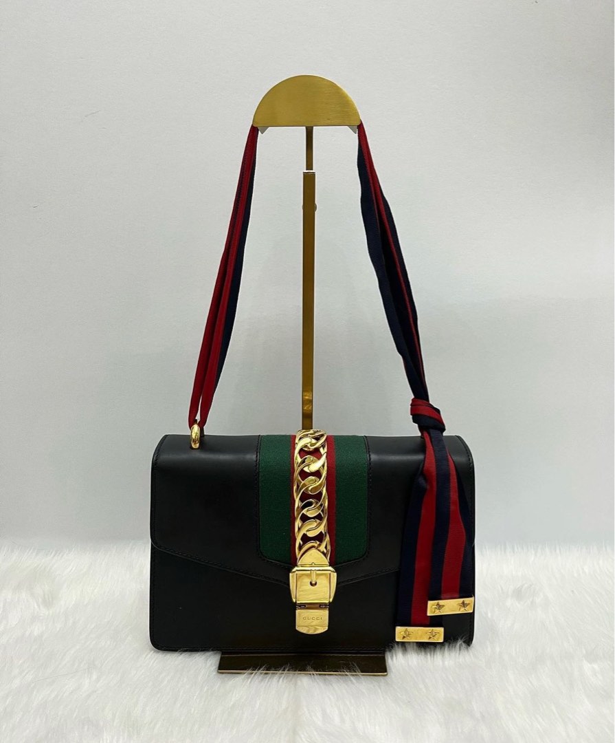 Authentic/Original Gucci Sylvie Black Shoulder Bag, Luxury, Bags ...