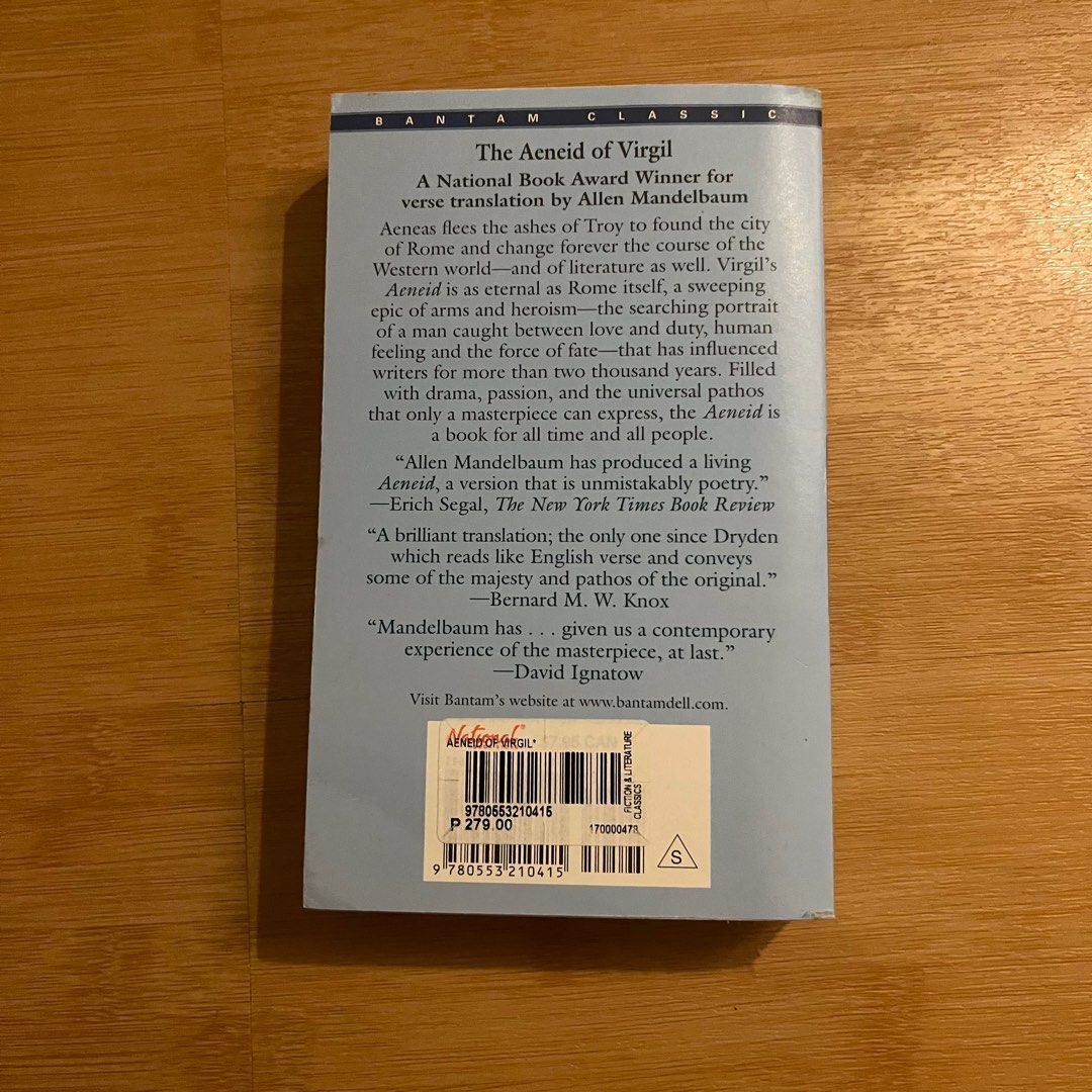 Bantam Classic The Aeneid of Virgil Book, Hobbies & Toys, Books & Magazines, Fiction & Non ...