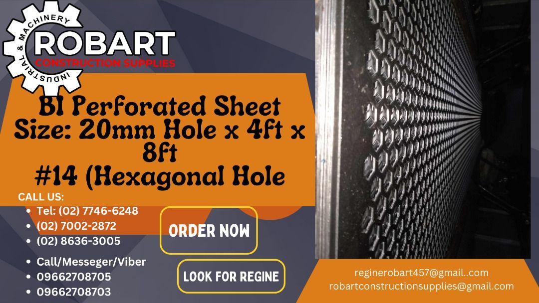 BI Perforated Sheet Size: 20mm Hole x 4ft x 8ft #14 (Hexagonal Hole ...