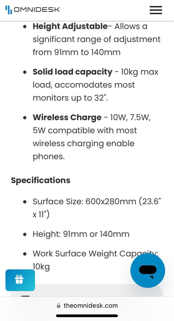 Brand new with box Omnidesk Lift Desk Riser with built-in wireless ...