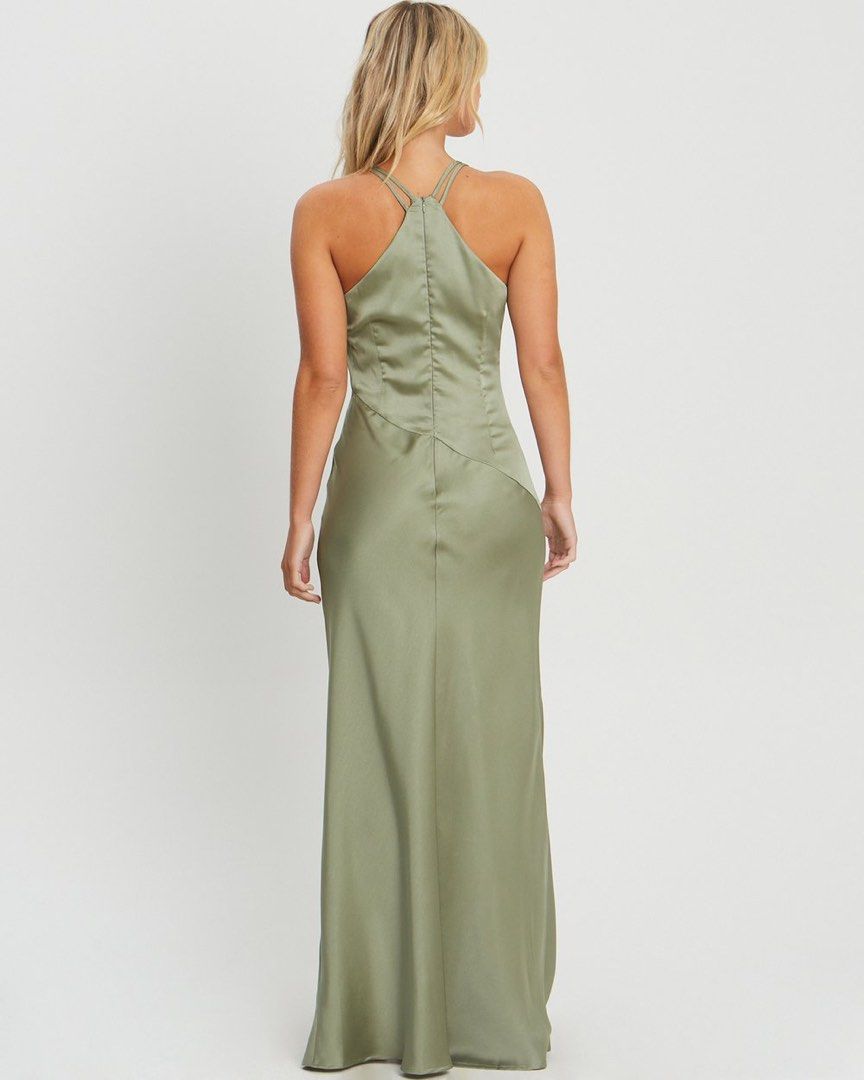 Chancery Adele Satin Maxi Dress (Sage), Women's Fashion, Dresses & Sets ...