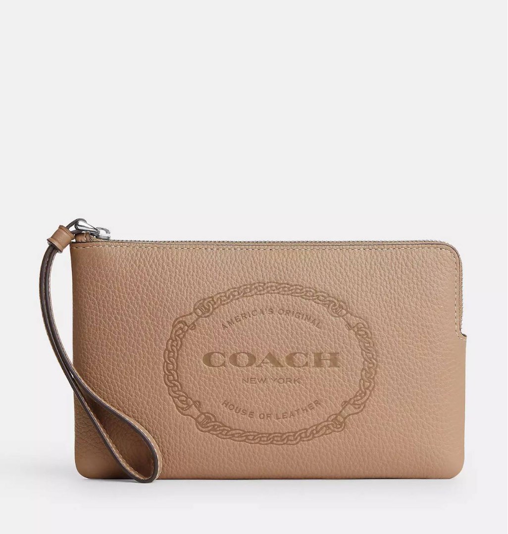 Coach Large Corner Heritage Large Zip Wristlet, Luxury, Bags & Wallets ...