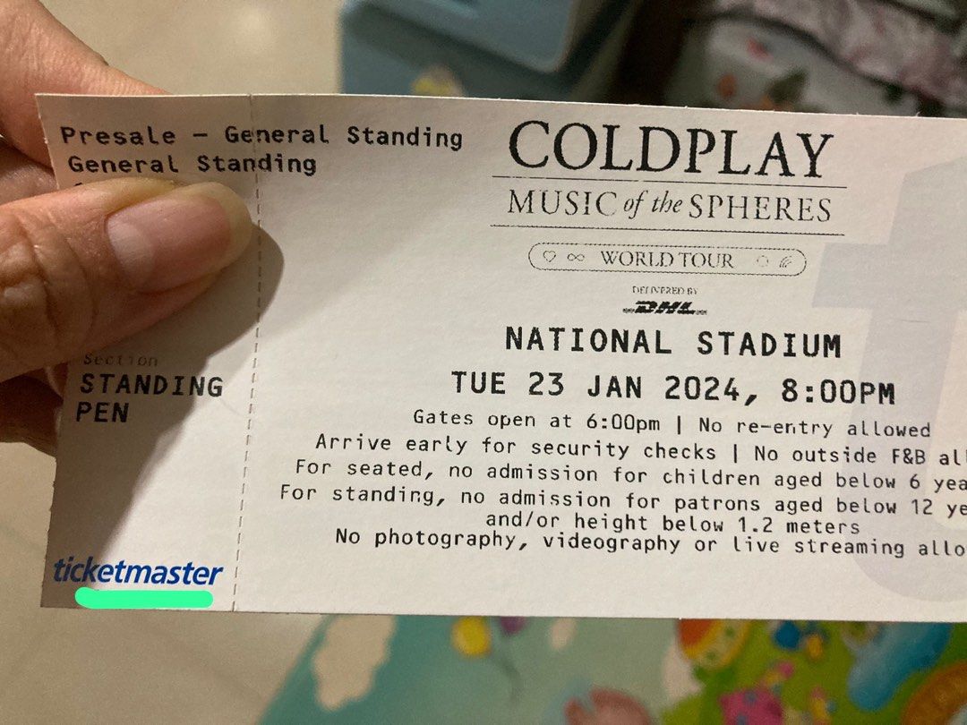 Coldplay Ticket X 1 (General Standing), Tickets & Vouchers, Event ...