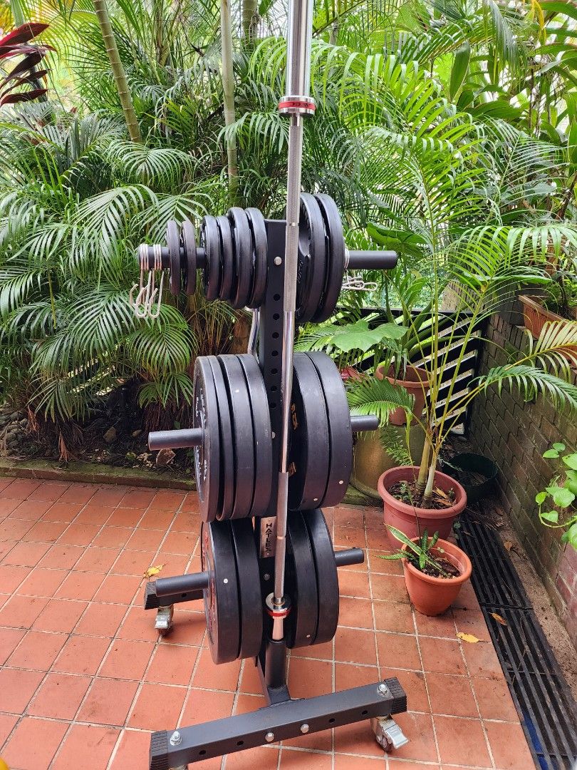 Complete Barbell Set and Rack, Sports Equipment, Exercise & Fitness ...