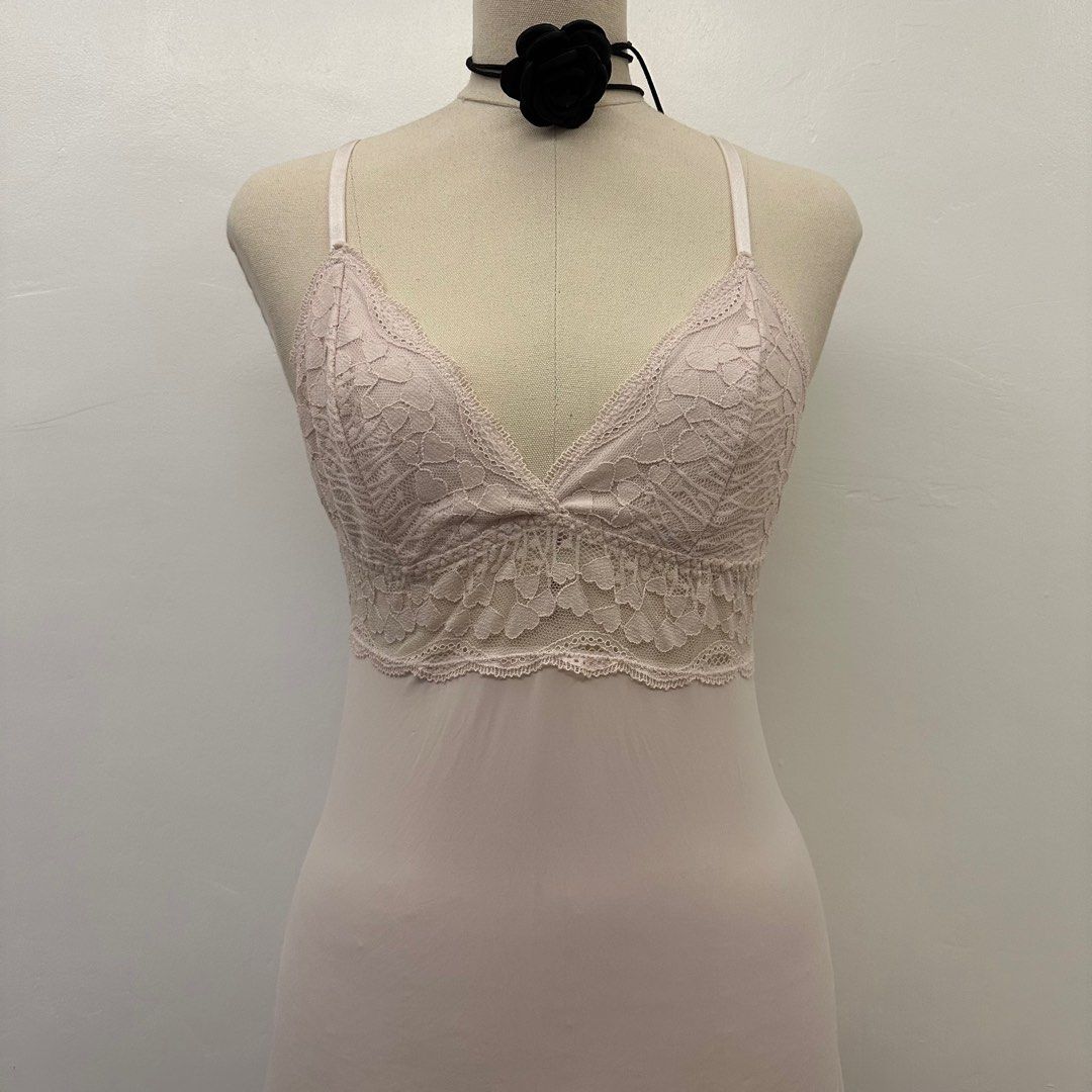 Coquette Light Pink Lace Top, Women's Fashion, Tops, Sleeveless on ...
