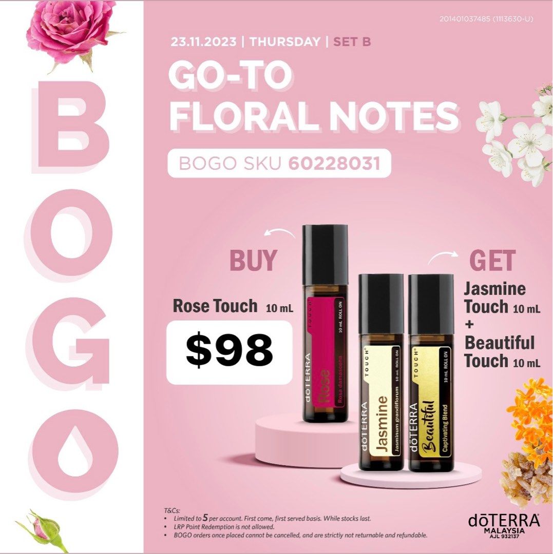 [LAST] doTERRA BOGO Rose Jasmine Touch, Furniture & Home Living, Home ...