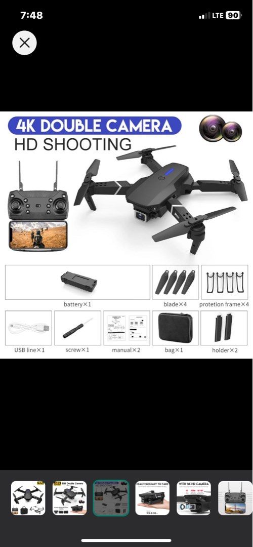 HF Drone 4K HD 1080p, Photography, Drones on Carousell