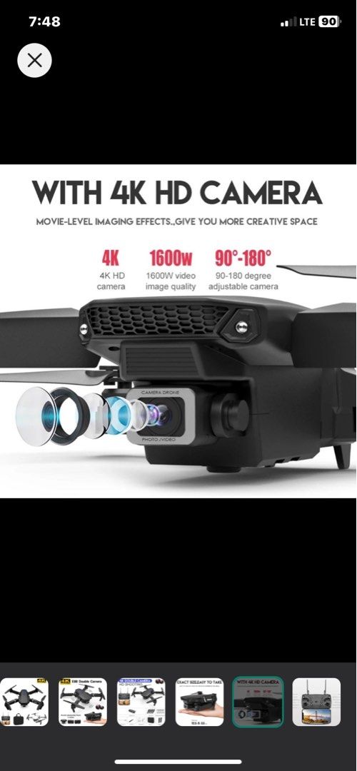 HF Drone 4K HD 1080p, Photography, Drones on Carousell