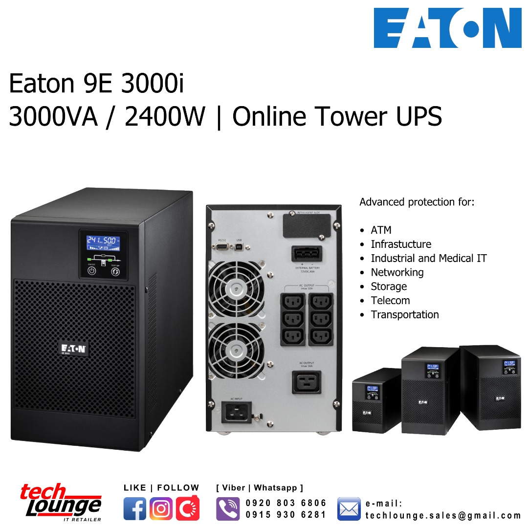 EATON 9E 3000i, 3000VA/2700W, LCD, Single-Phase, Double-Conversion ...