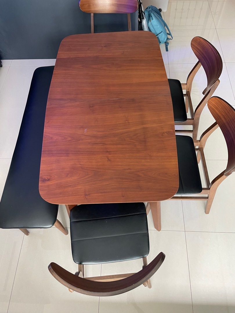 Extendable dining table with chairs, Furniture & Home Living, Furniture ...