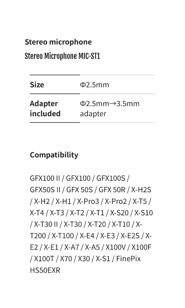 FUJIFILM Stereo Microphone MIC-ST1, Audio, Microphones on Carousell