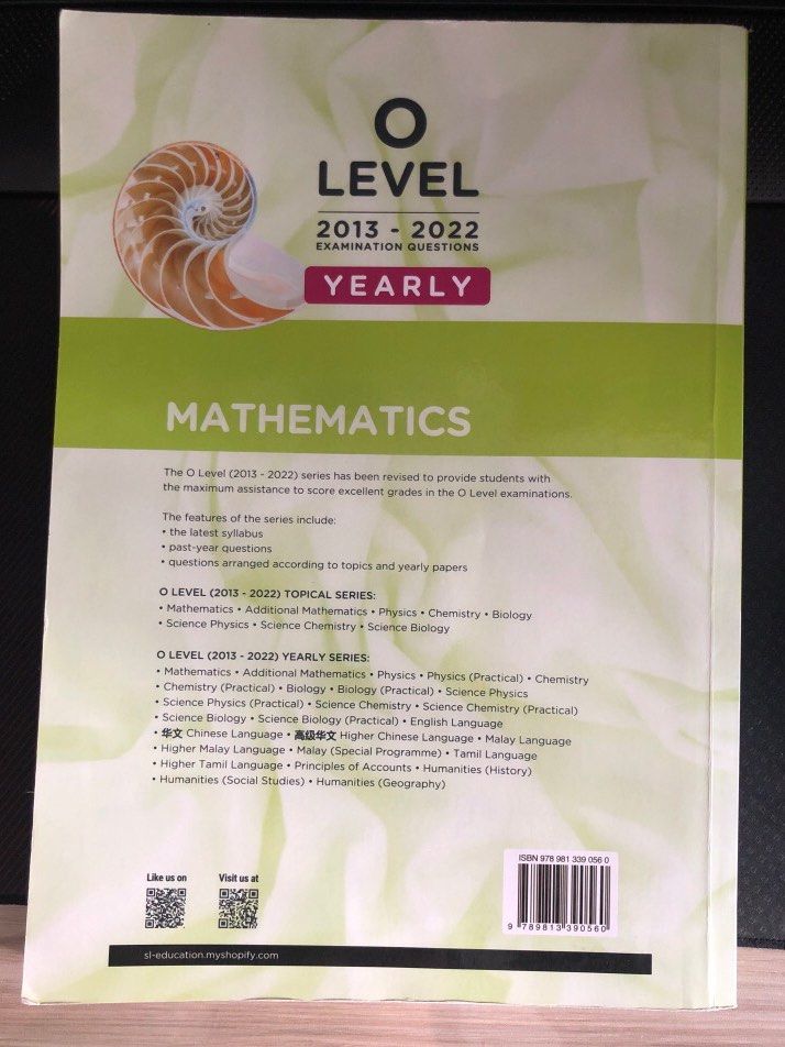 GCE O Level E-Math Yearly Ten Year Series (2013 - 2022 inclusive ...