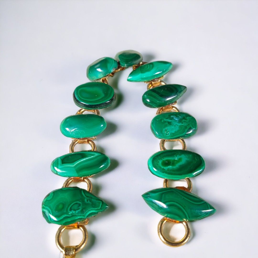 Gelang vintage jadul etnik batu natural Malachite, Fesyen Wanita ...
