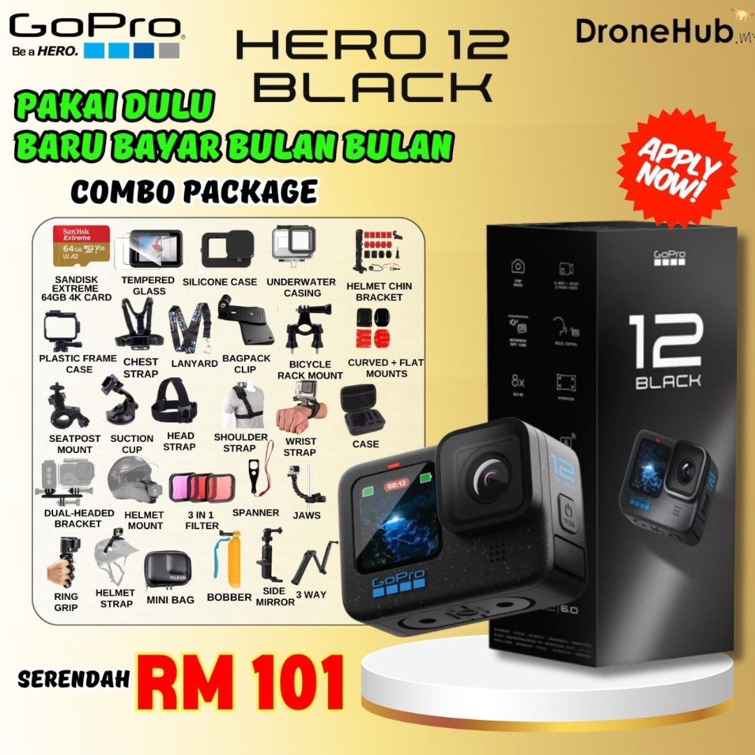 GOPRO HERO 12 BLACK (COMBO PACKAGE), Photography, Video Cameras on ...