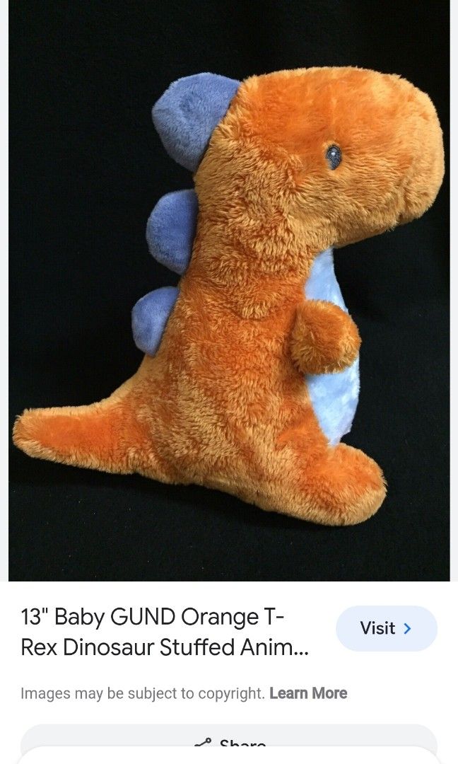 GUND BRAND ORANGE T-REX DINOSAUR PLUSH, Hobbies & Toys, Toys & Games on ...