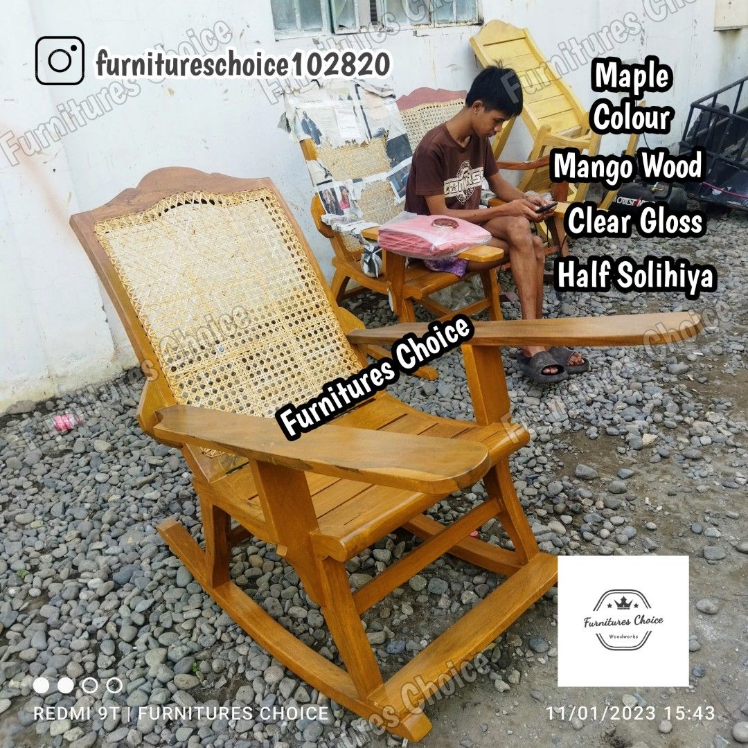 Half Solihiya Long Armrest Butaka Rocking Chair, Furniture & Home ...