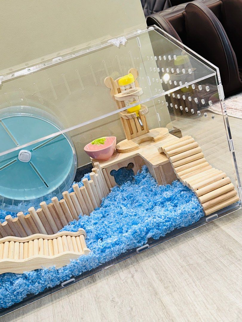Hamster acrylic cage Syrian 80cm 100cm cage wooden accessories setup ...