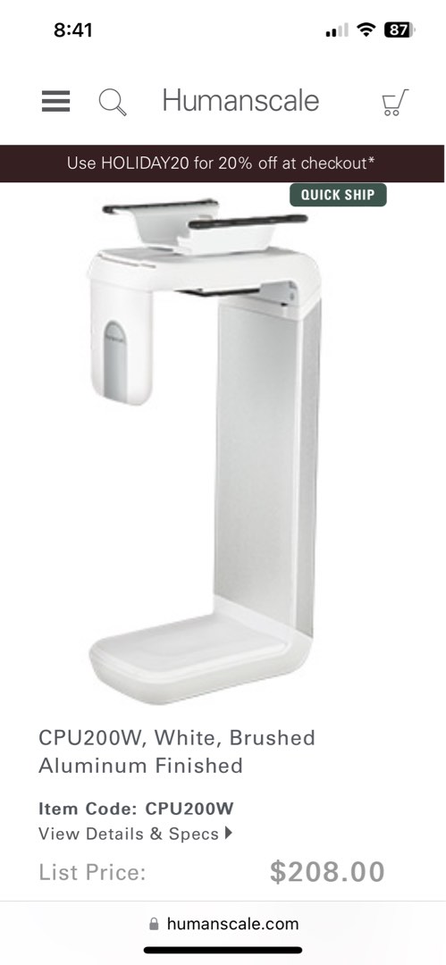 Humanscale CPU200W, 電腦＆科技, 電腦周邊及配件, 電腦周邊產品 - Carousell