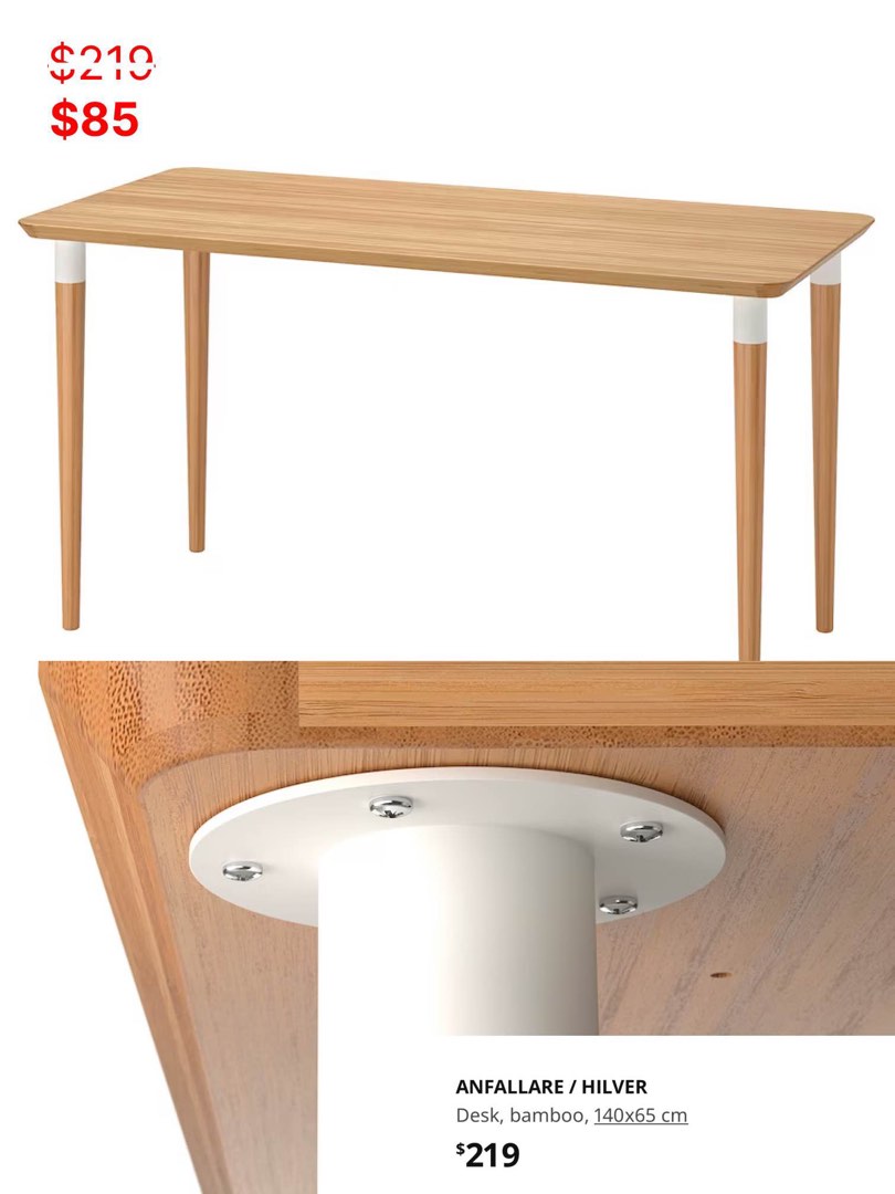 IKEA ANFALLARE / HILVER bamboo desk, Furniture & Home Living, Furniture ...