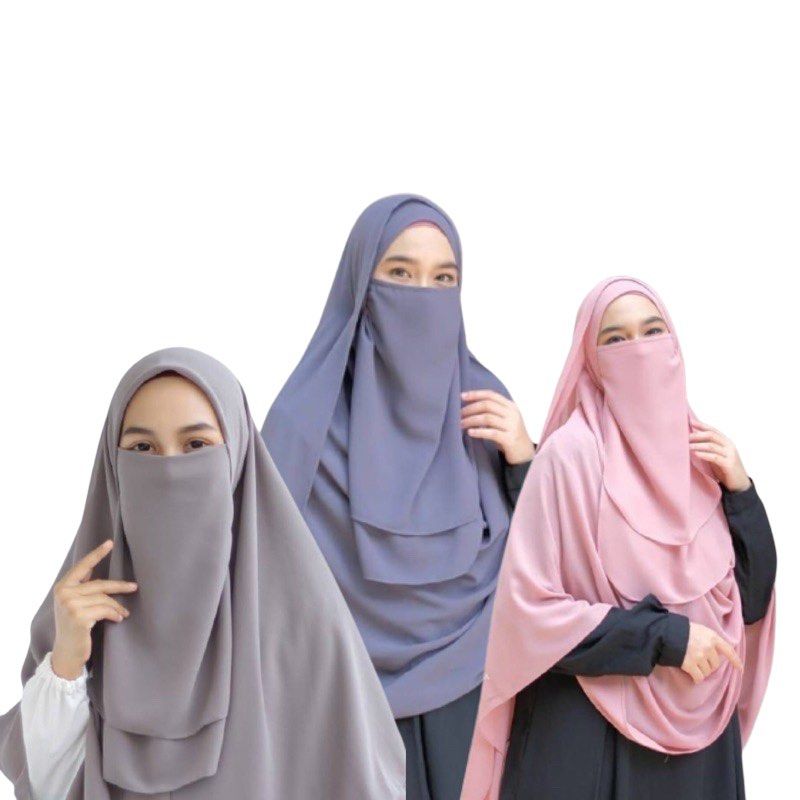 instock niqab only 2 layers, Women's Fashion, Muslimah Fashion ...